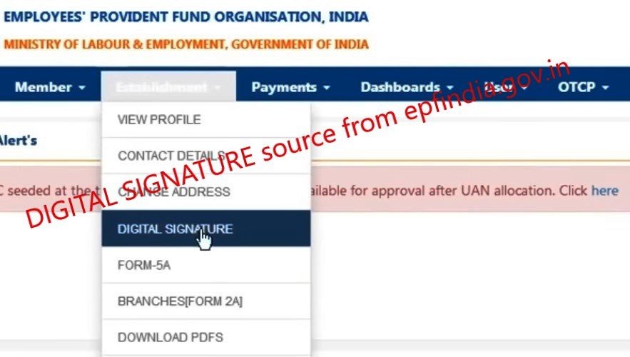 Digital Signature Certificate DSC for EPFO in epfindia.gov.in